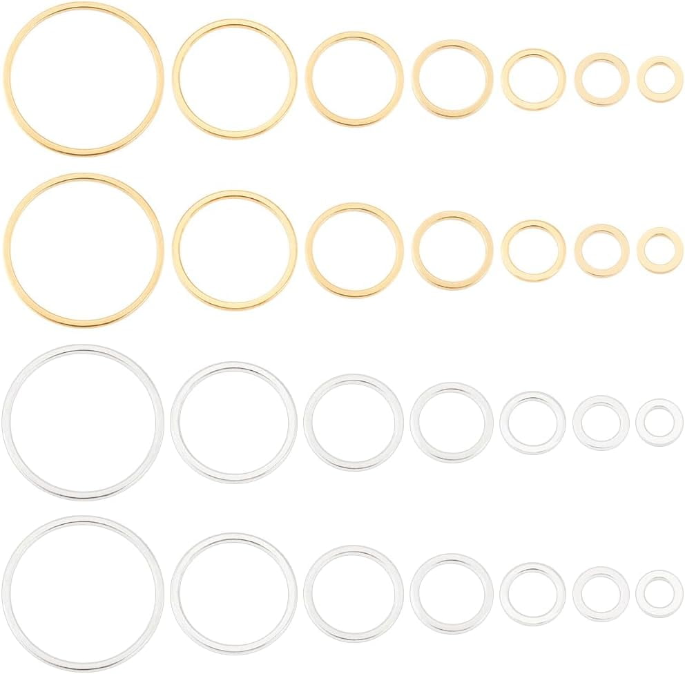 28Pcs 14 Style Brass Linking Rings Long-Lasting Plated Round Ring Real ...