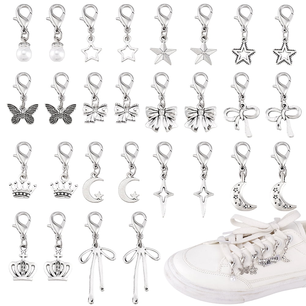 28Pcs 14 Styles Alloy Shoes Charms with Alloy Lobster Claw Clasps Mixed ...