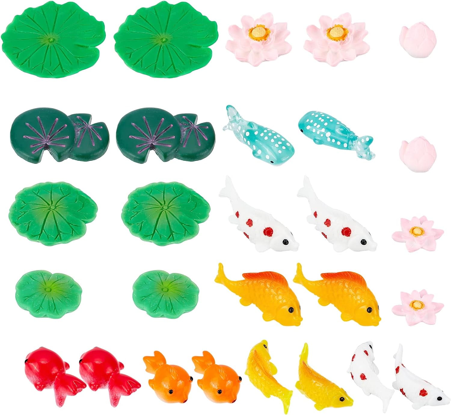 28Pcs 14Style Miniature Resin Water Lily Pads Aquarium Fish Tank ...
