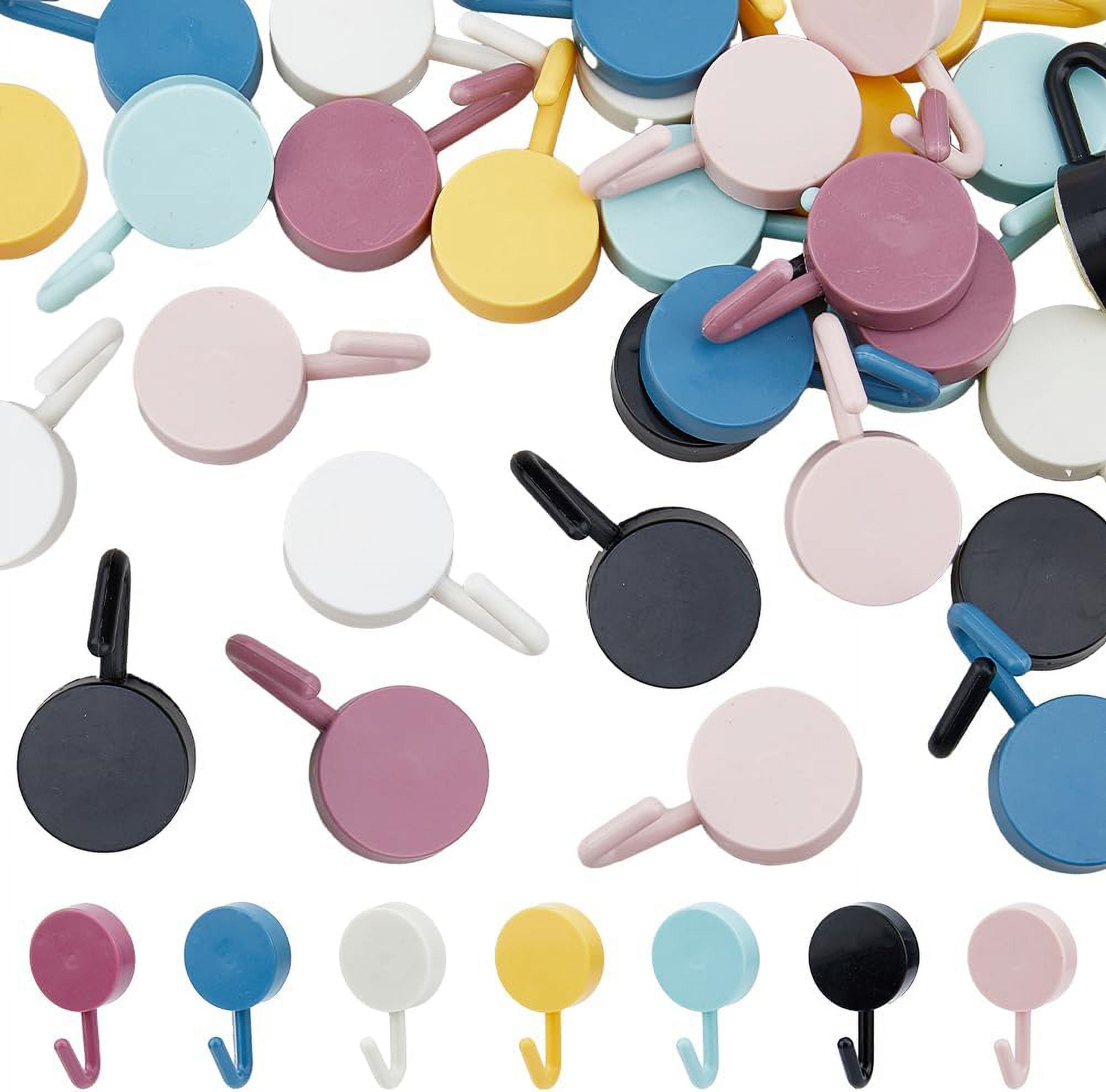 28Pcs 7 Colors Plastic Hook Hangers Self-Adhesive Hooks Mixed Color ...