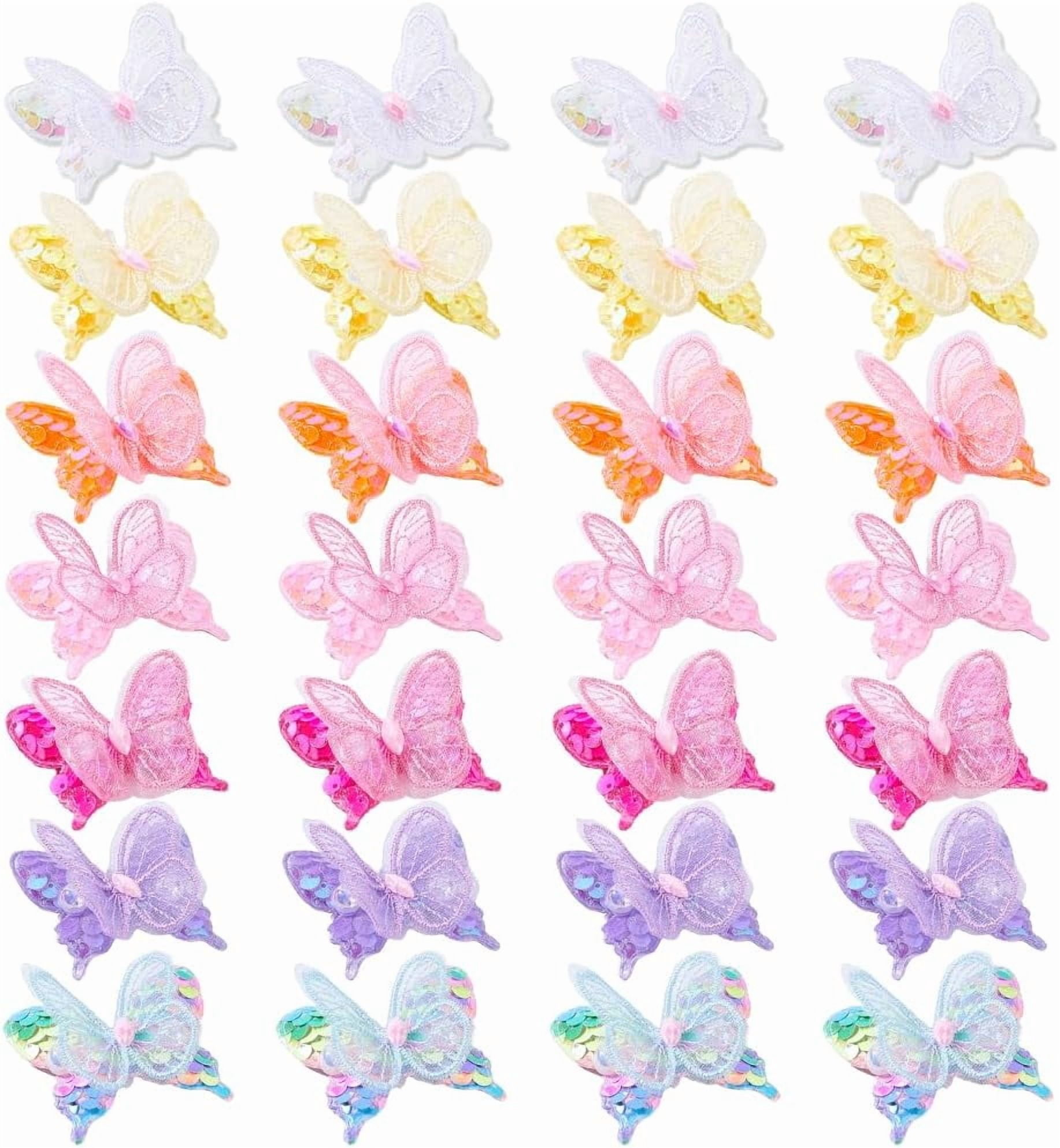 28Pcs 7 Colors Polyester Resin Sequined Bowknots Ornament Accessories ...