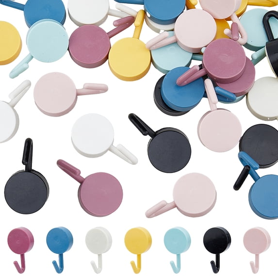 28Pcs 7 Colors Self-Adhesive Hook Hangers Utility Key Hooks Plastic ...