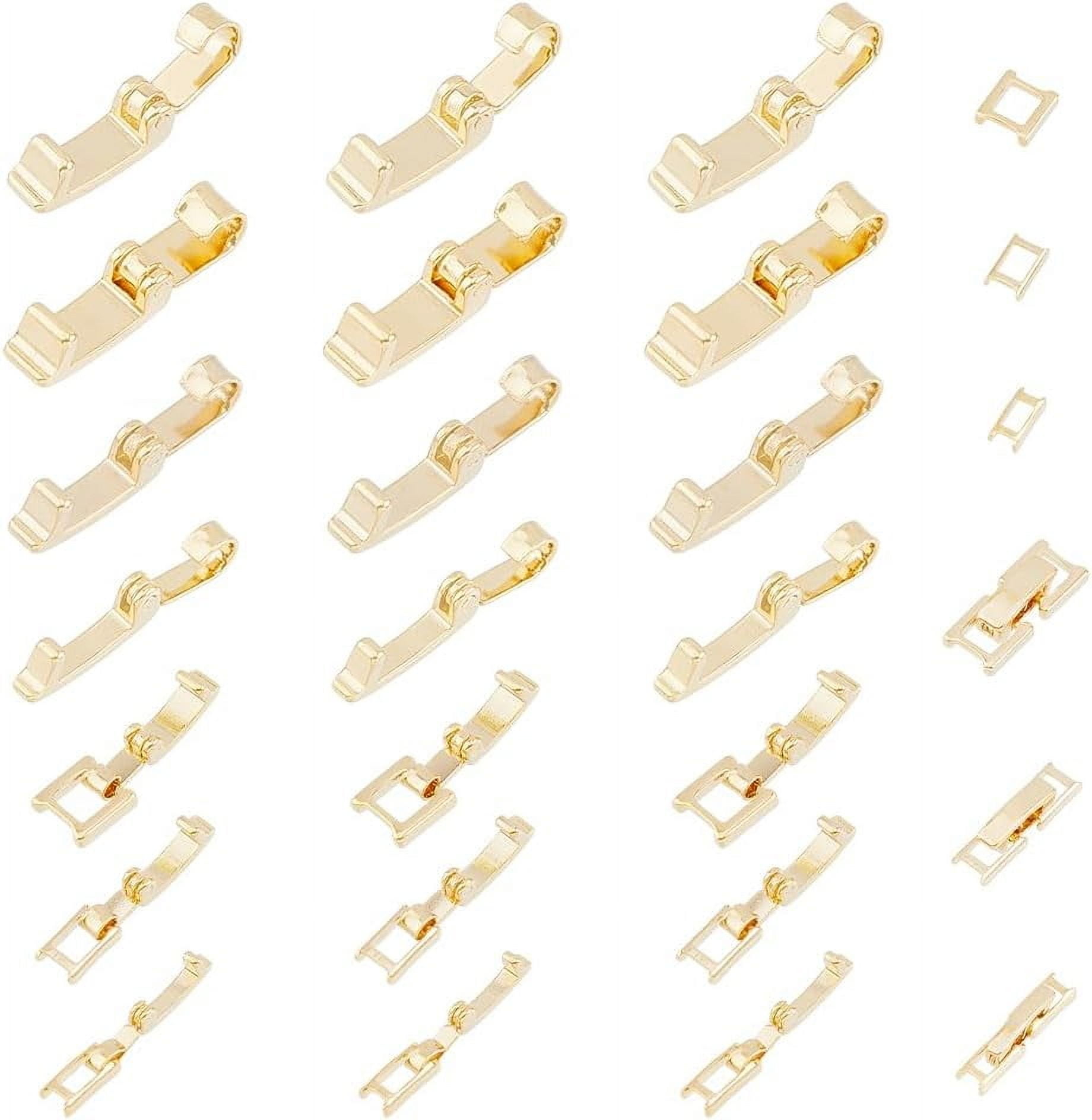 28Pcs 7 Sizes Brass Foldover Clasps Extender Clasp Real 24K Gold Plated ...