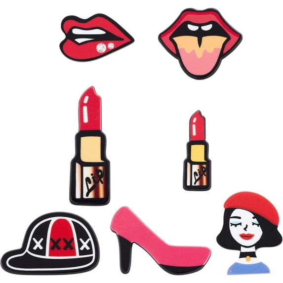 28Pcs 7 Style Fashion Designer Charms Lipstick Mouth Lip Makeup Charm ...