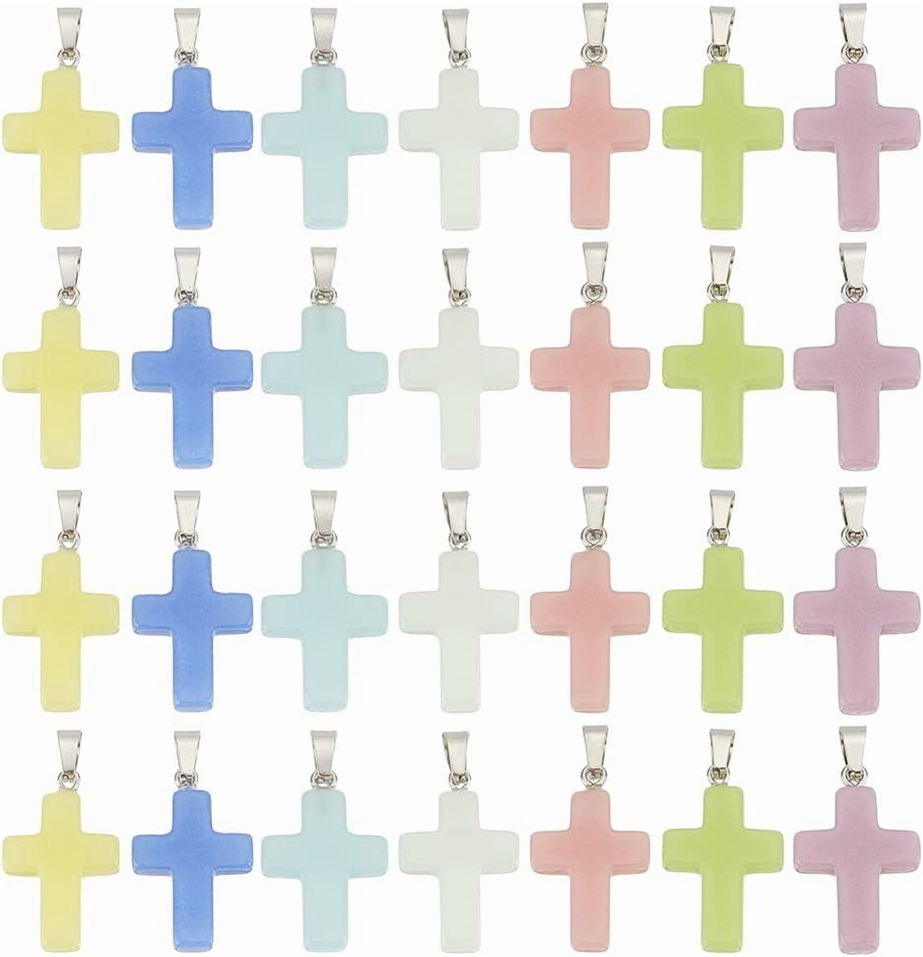 28Pcs 7 Styles Natural Stone Pendant 28mm Gemstone Dangle Pendants Stone Charms Bulk for DIY ...