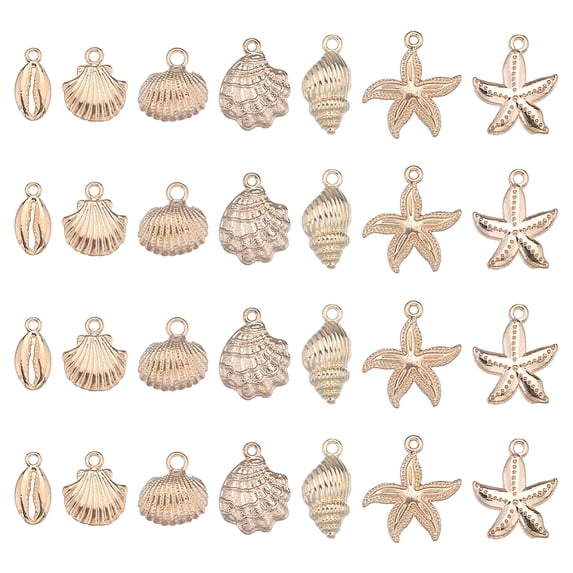 28Pcs 7 Styles Ocean Series Alloy Pendants Conch/Shell/Starfish Charm ...