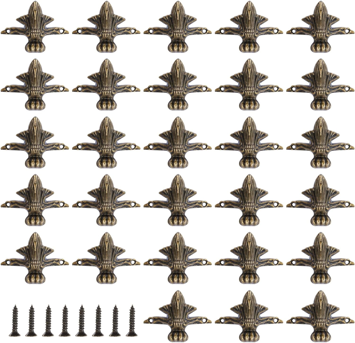 28Pcs Antique Bronze Wood Case Legs Corner Protector Retro Design ...