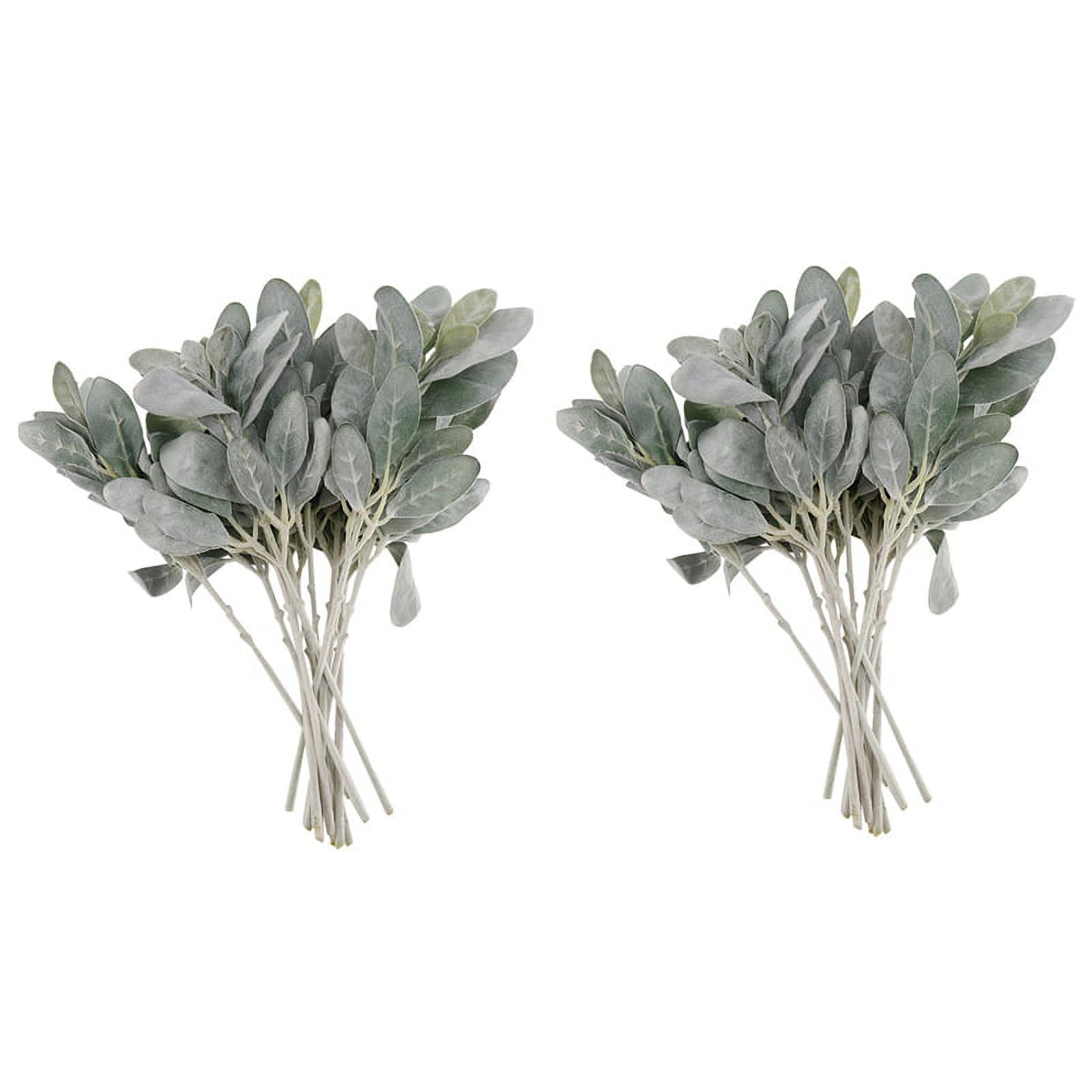28Pcs Artificial Flocked Greenery Leaves Short Stems,Faux Lambs Ear ...