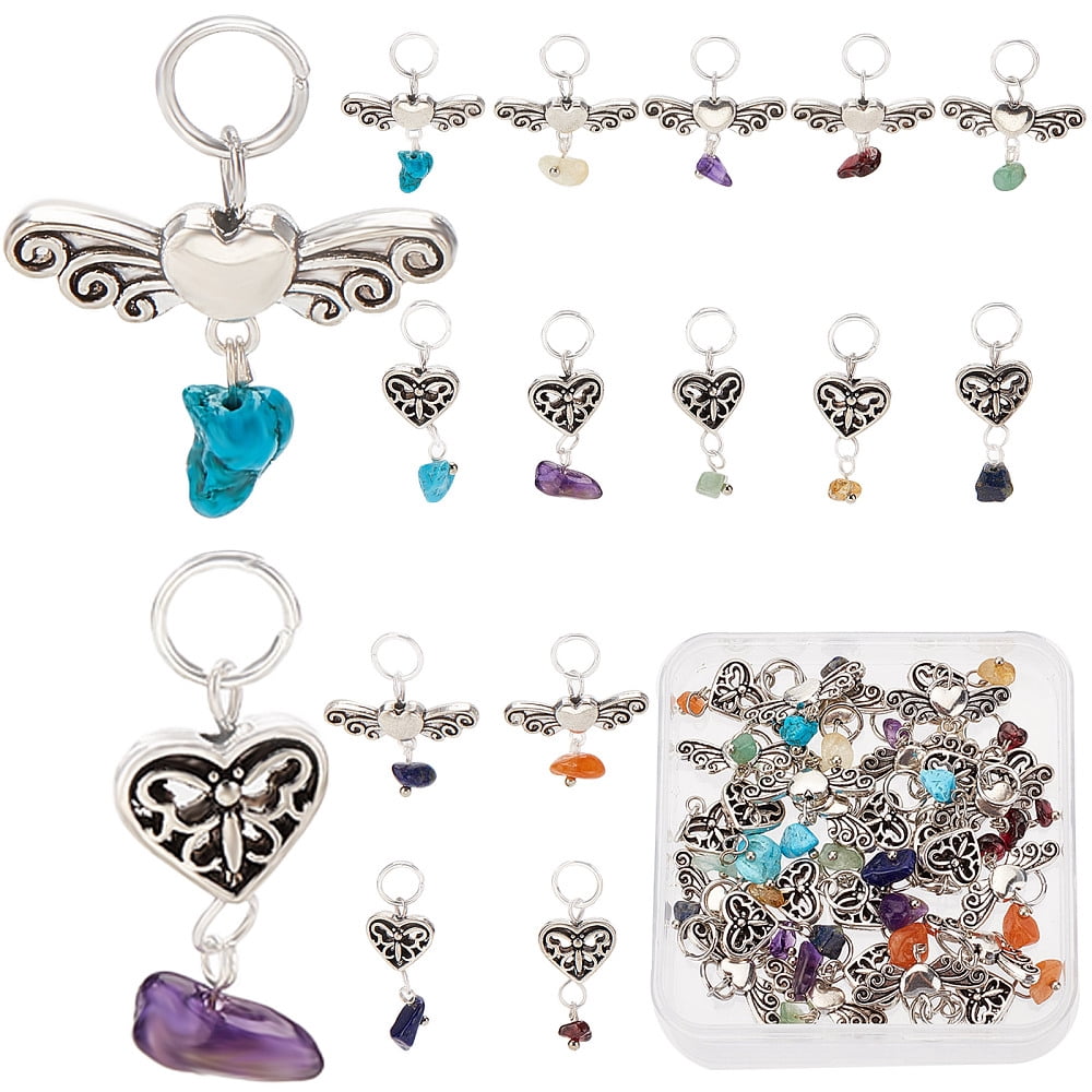 28Pcs/Box Mixed Stone Chips Pendants Hamsa Hand Charms Charm Symbol ...