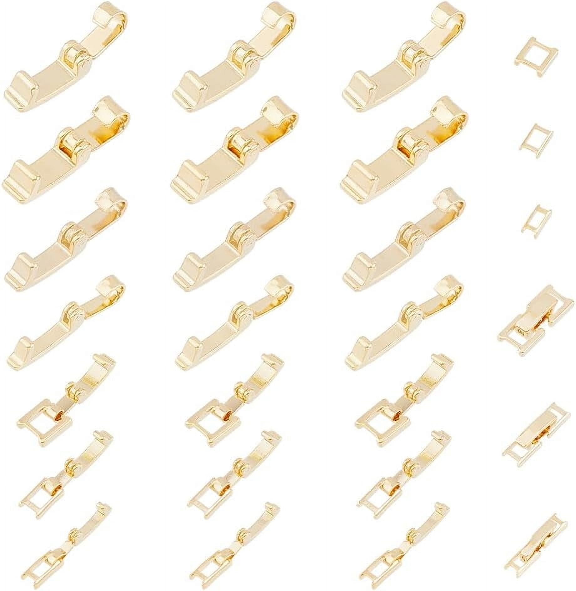 28Pcs Brass Foldover Clasps Extender Clasp Real 24K Gold Plated Closure ...