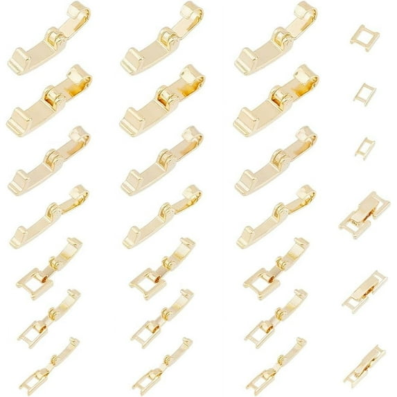 28Pcs Brass Foldover Clasps Extender Clasp Real 24K Gold Plated Closure ...
