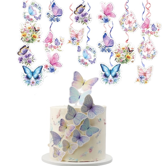 28Pcs Butterfly Party Decorations,18 Butterfly Hanging Swirl,10 ...