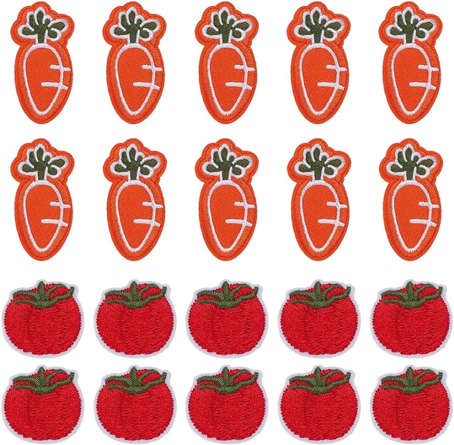 28Pcs Carrot Iron on Patches Tomato Vegetable Embroidered Badge ...
