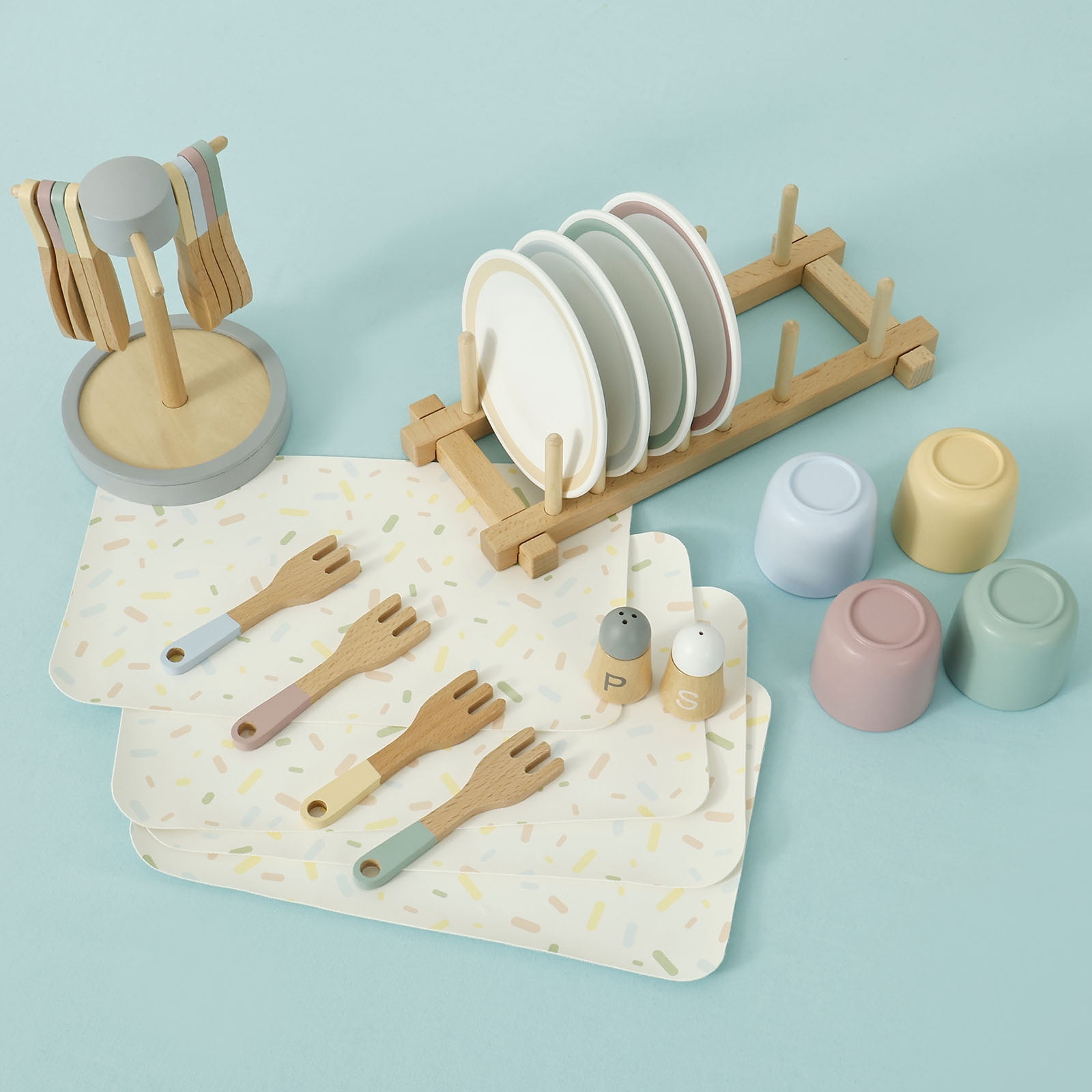 28Pcs Children's Kitchen Accessories Colorful Kids Play Tableware Set ...