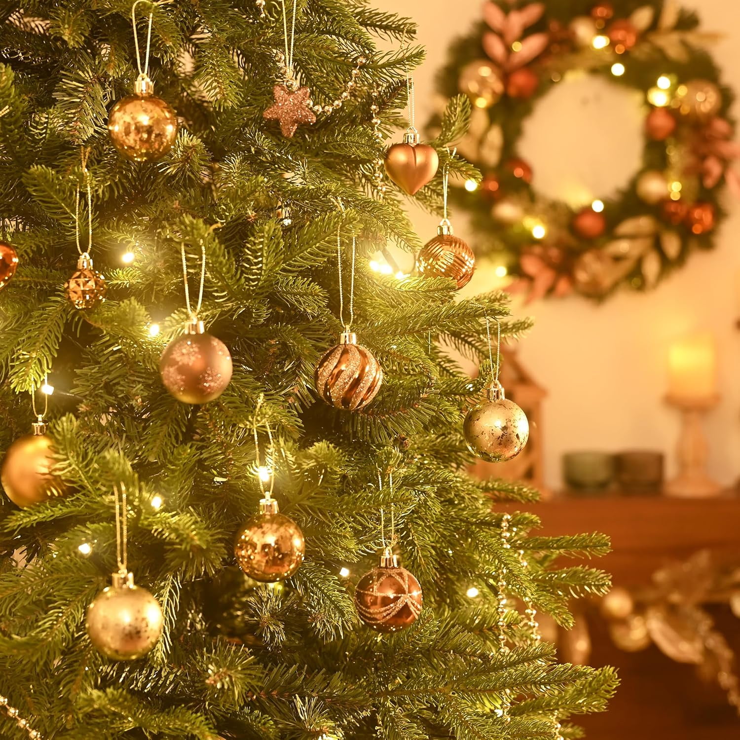 28Pcs Christmas Heart Shaped Ornaments Gift Pack, Bronze Copper Gold ...