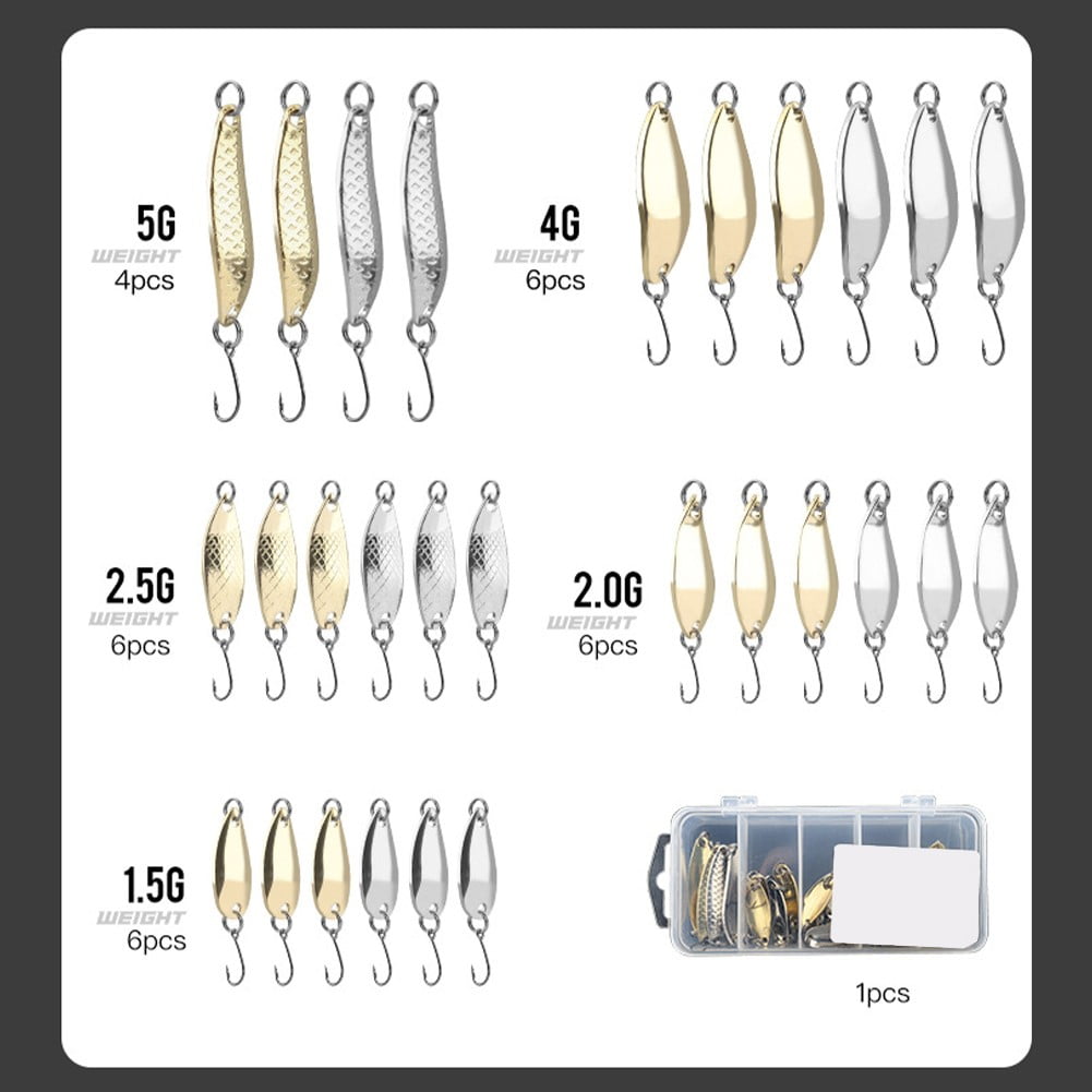28Pcs Fishing Metal Spinner Lures Hard Metal Spinner Bait Kit with A ...