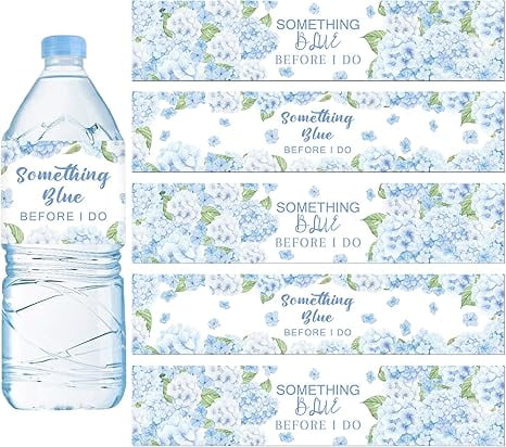 28Pcs Floral Hydrangea Water Bottle Labels Something Blue Before I Do ...