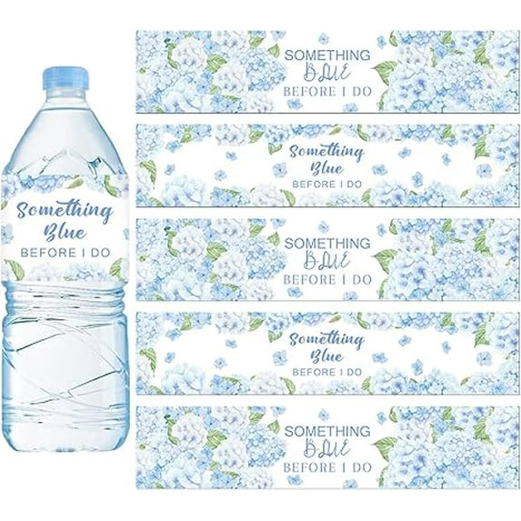 28Pcs Floral Hydrangea Water Bottle Labels Something Blue Before I Do ...