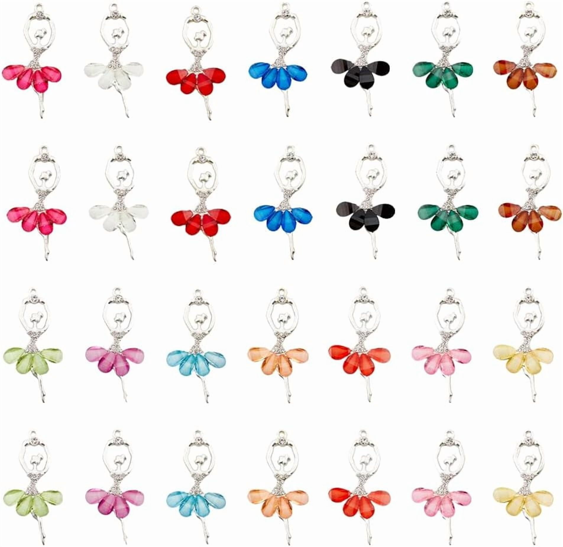 28Pcs Glitter Ballet Dancer Charms 14 Colors Ballerina Charms Silver ...