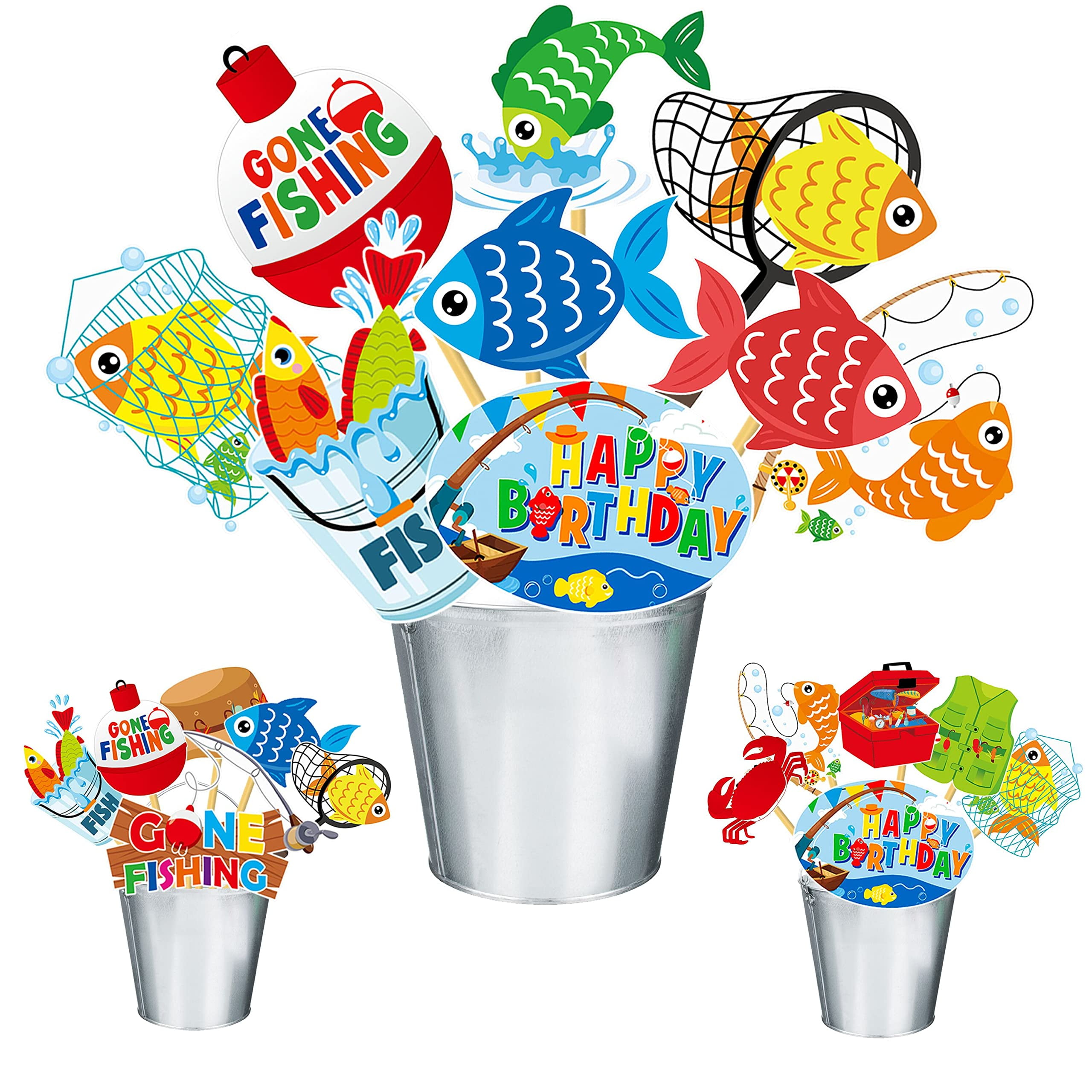 28Pcs Gone Fishing Theme DHF10 Centerpiece Sticks Fishing Party Table ...