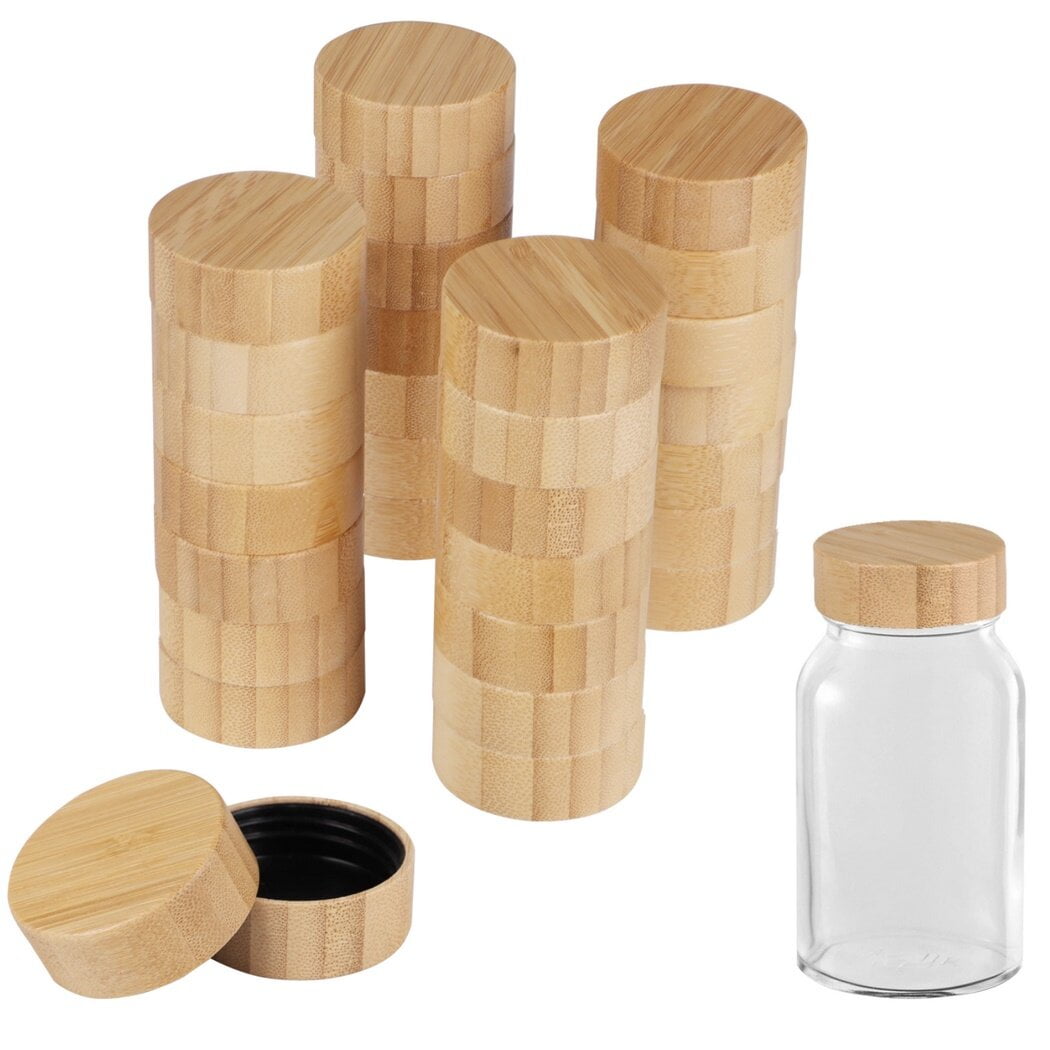 28Pcs Jar Lids for Spice Jars with 4 Inches Caliber, Natural Bamboo ...