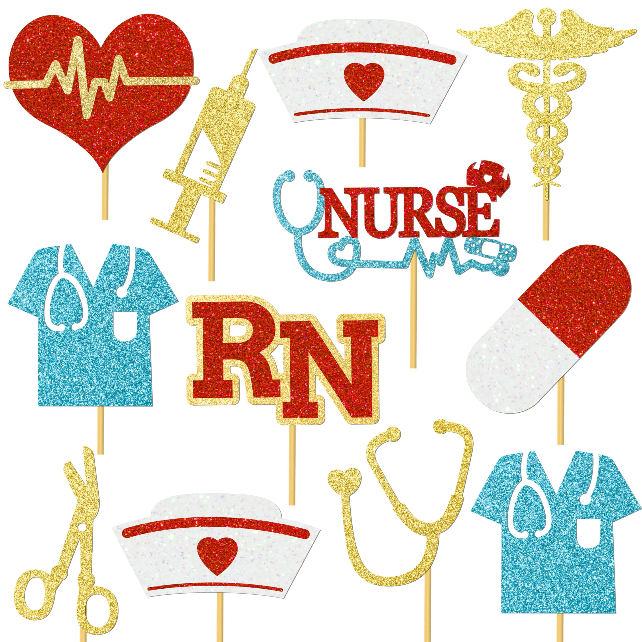 28Pcs Nurse Party AJH3 Centerpiece Sticks Nurse Graduation Decorations ...