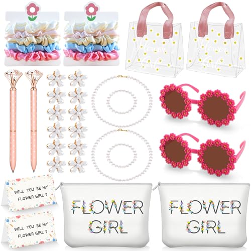28Pcs Pink Flower Girl Bag Set of 2,Flower Gift Proposal,Including ...