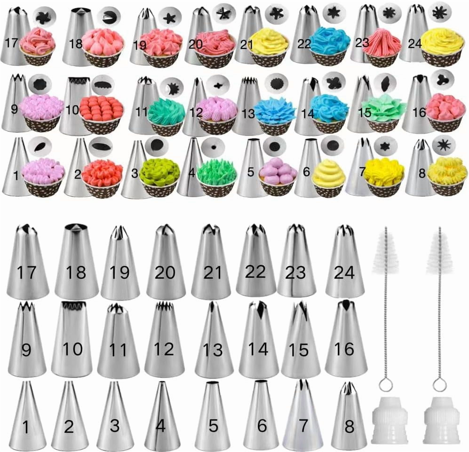 28Pcs Piping Tips Set，Stainless Steel Frosting Piping Kit with 24 ...