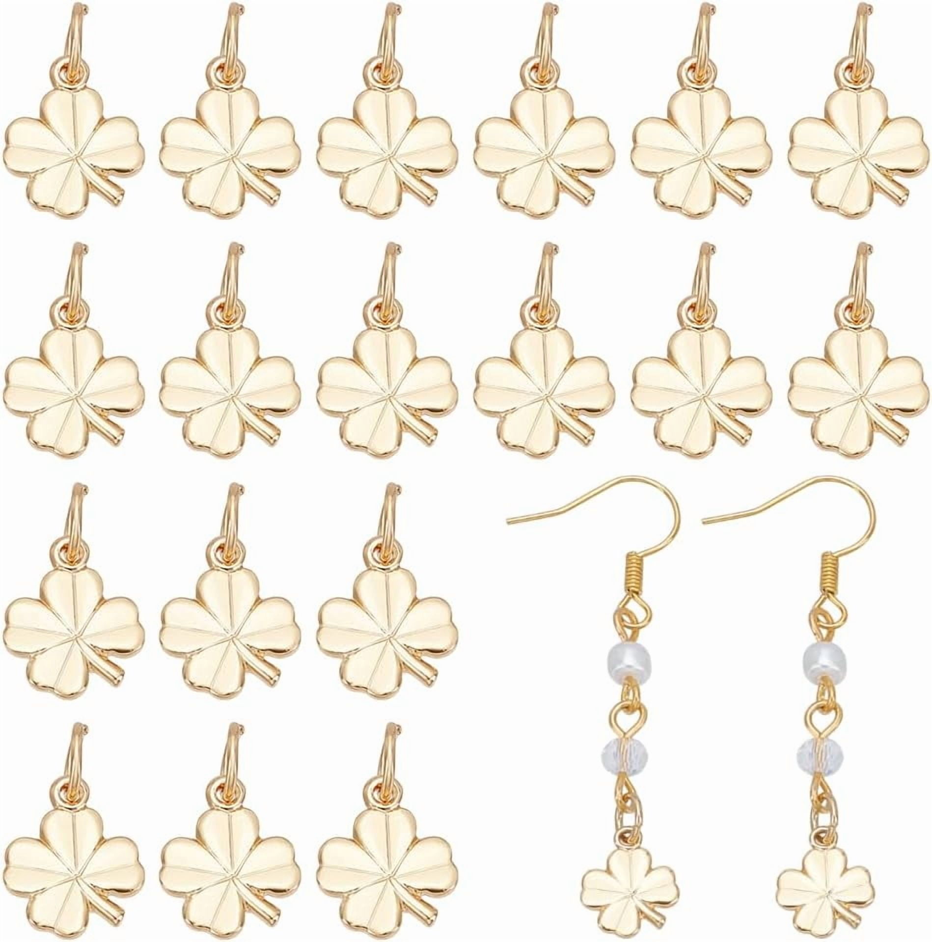 28Pcs Real 18K Gold Plated Lucky Leaf Pendant Gold Four Leaf Clover ...