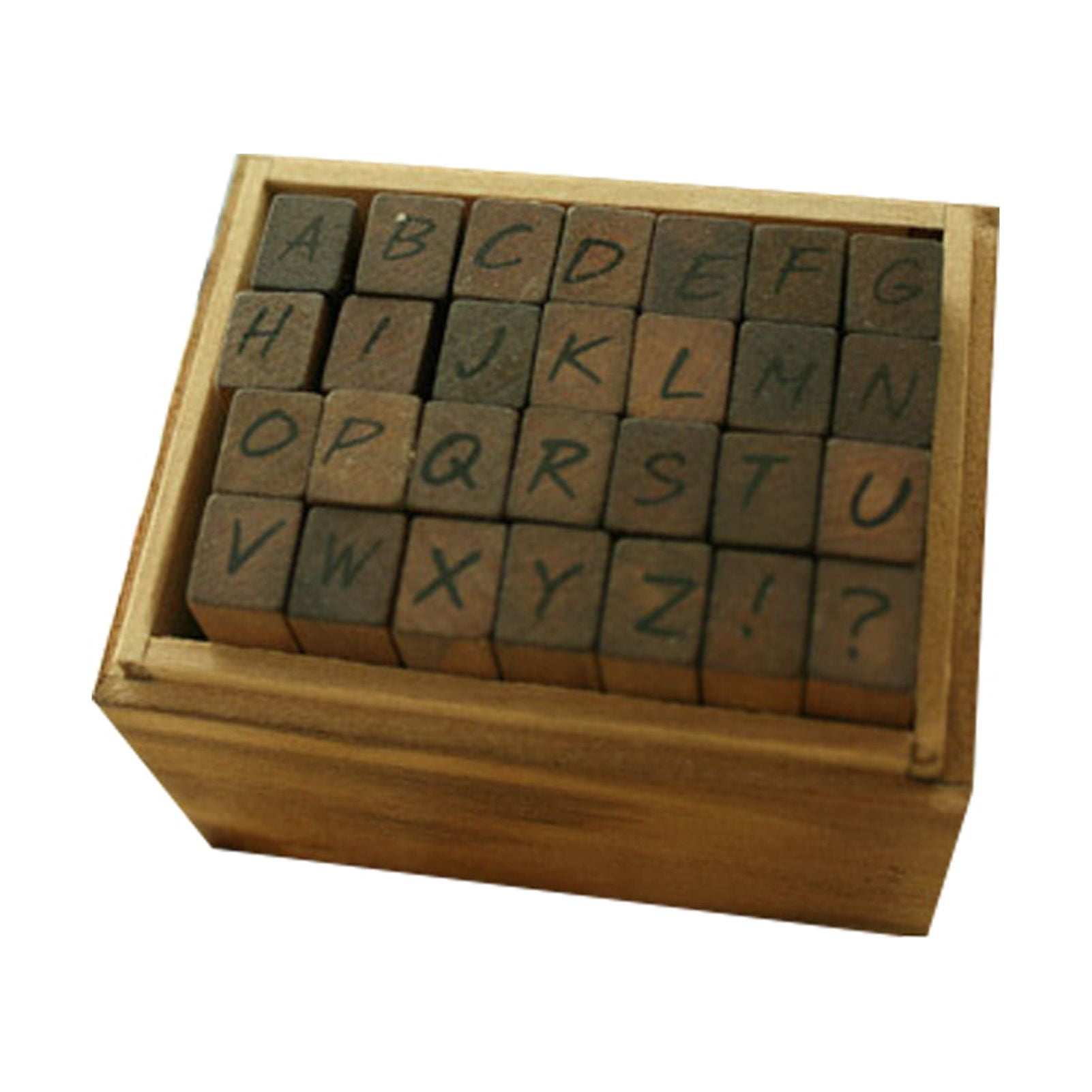 28Pcs/Set Retro Alphabet Capital Letters Lowercase Wooden Stamp Diary ...