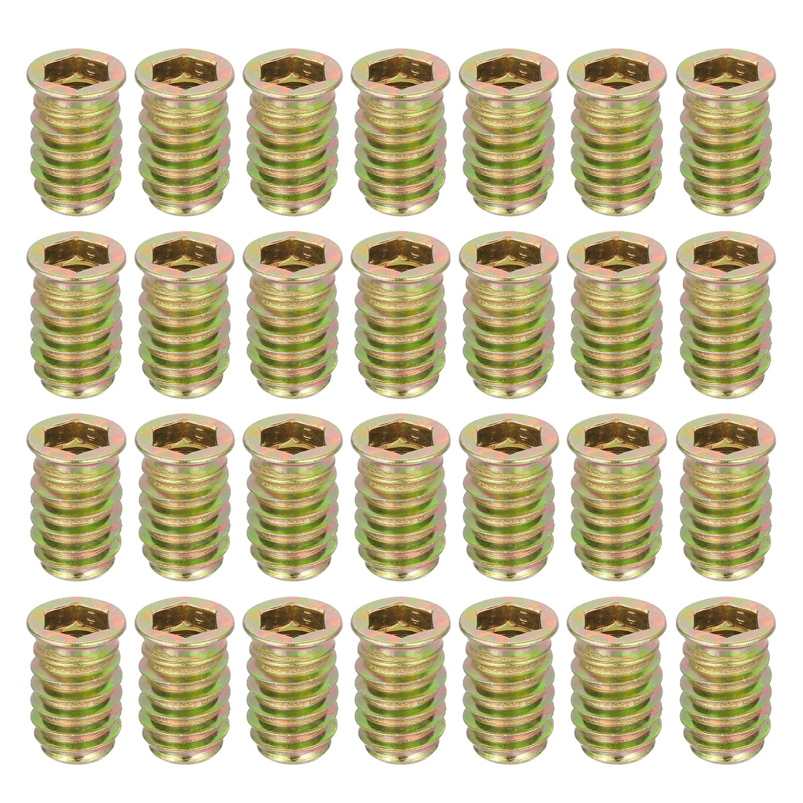 28Pcs Threaded Inserts Nuts, M10x25mm Hex Socket Drive Nut Inserts for ...
