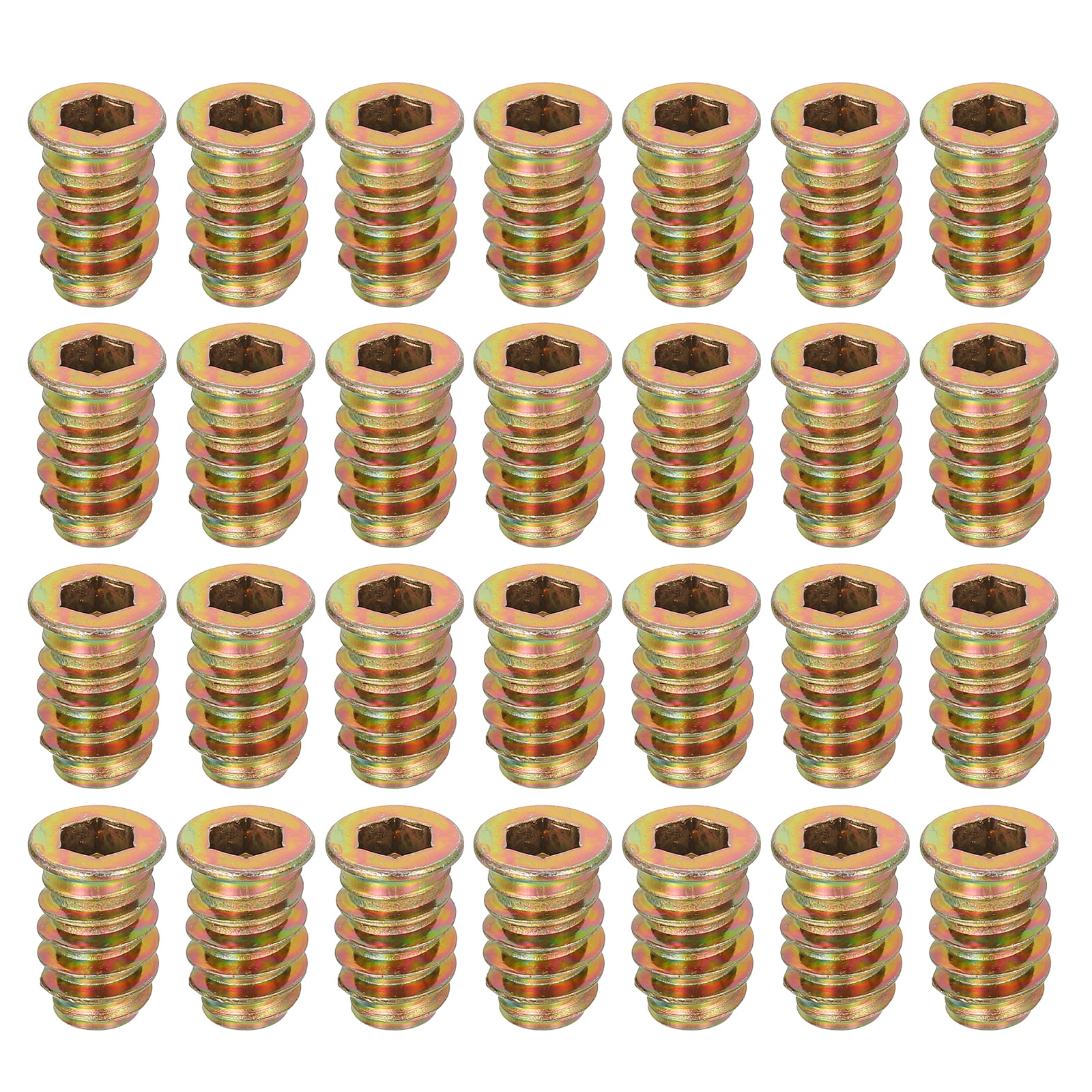 28Pcs Threaded Inserts Nuts, M6x17mm Hex Socket Drive Nut Inserts for ...