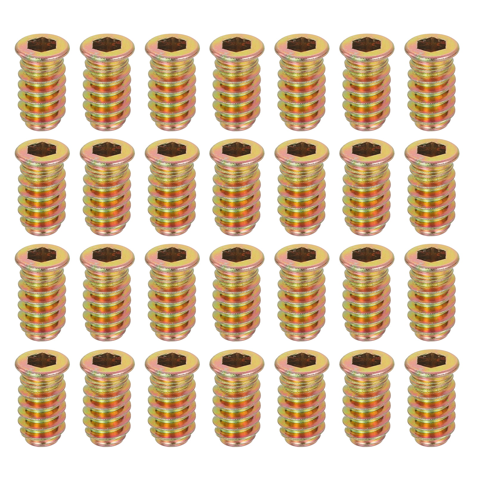 28Pcs Threaded Inserts Nuts, M6x20mm Hex Socket Drive Nut Inserts for ...