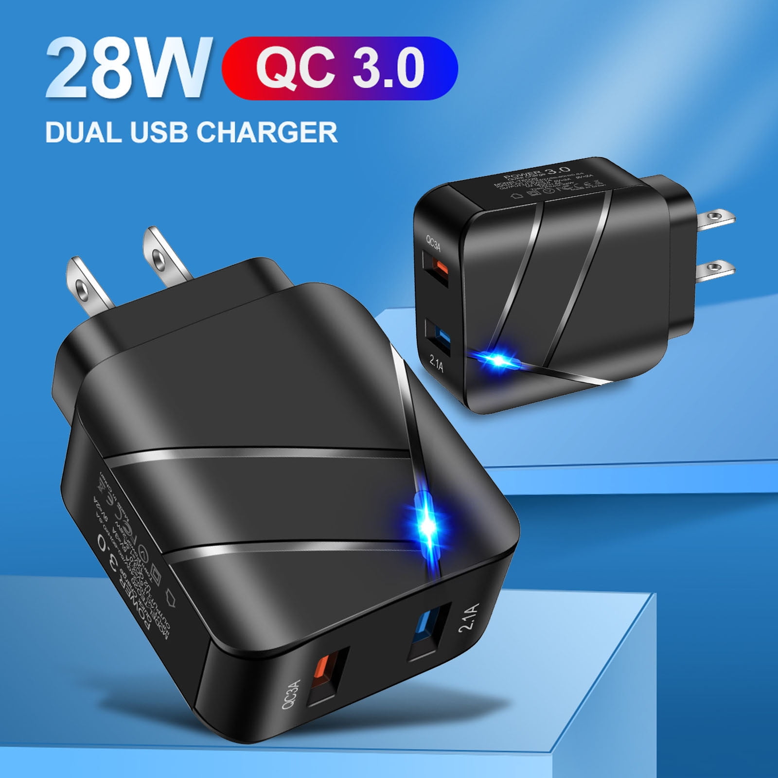 28W USB Charger For Fast Charging, Suitable For Wall-Mounted Adapter US ...