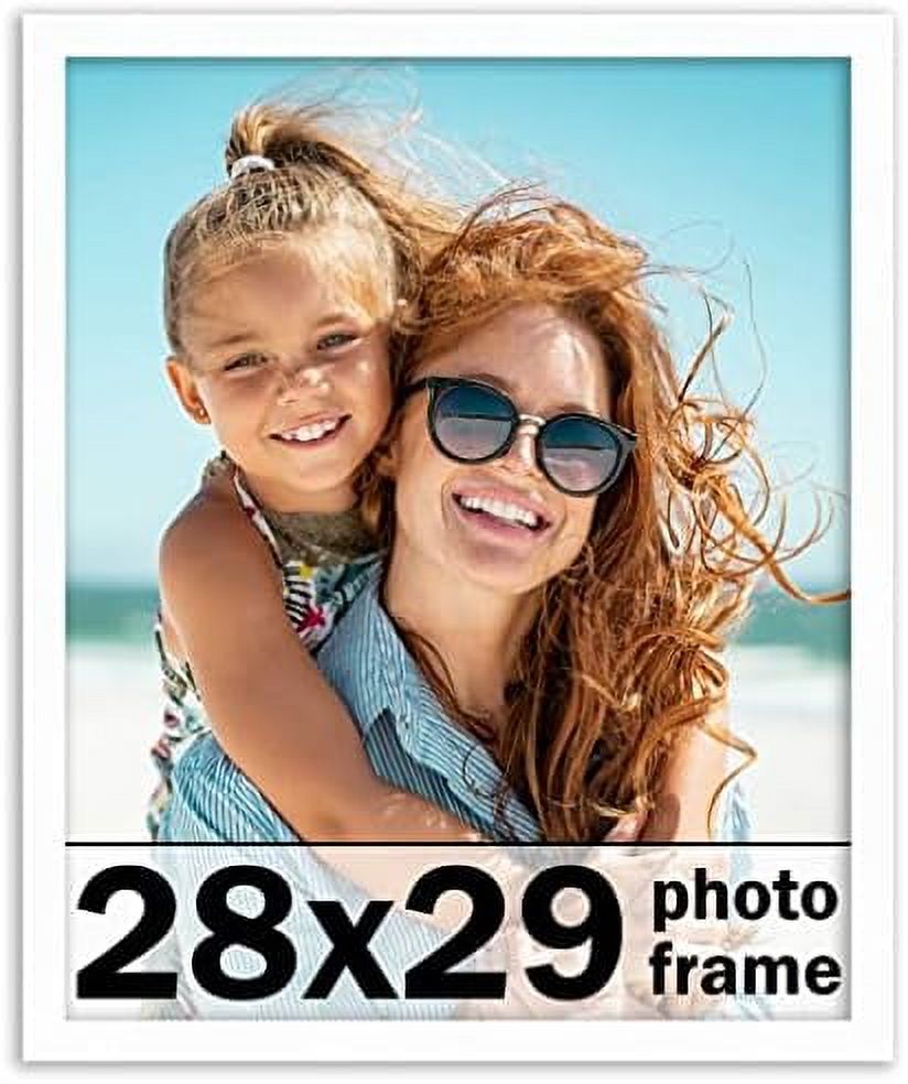 28X29 Frame White Solid Wood Picture Frame Includes UV Shatter Guard ...