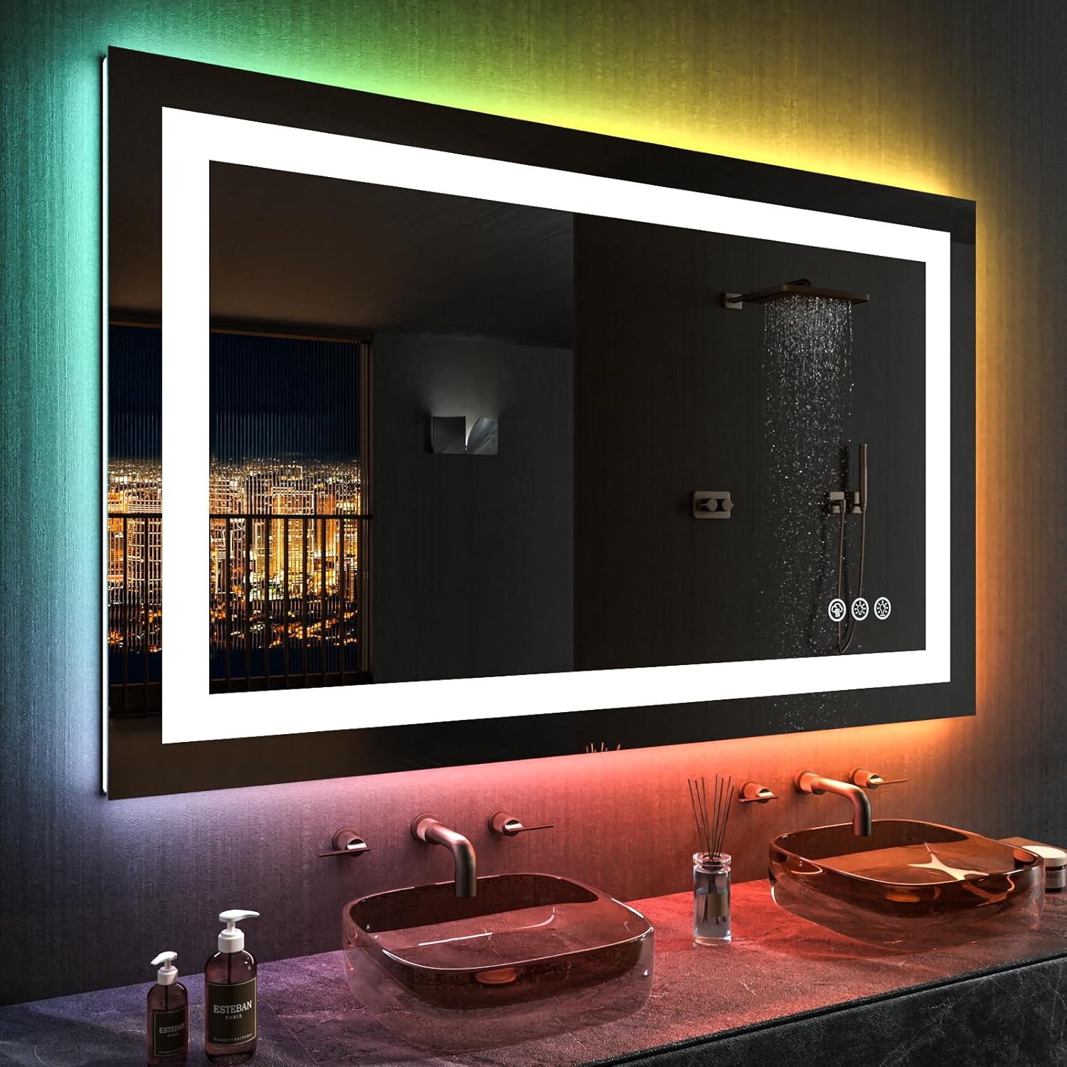 28X36 LED Bathroom Mirror with Lights, Anti-Fog, Dimmable, Backlit + Front Lit, Lighted Bathroom ...