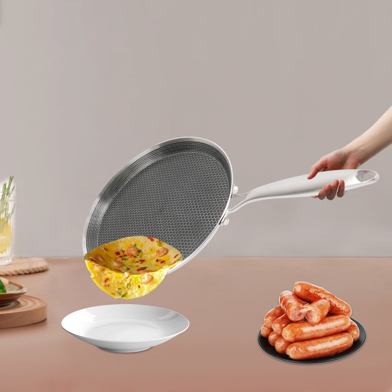 28cm 11in Stainless Steel Crepe Pan Non-Stick Honeycomb Restaurant ...
