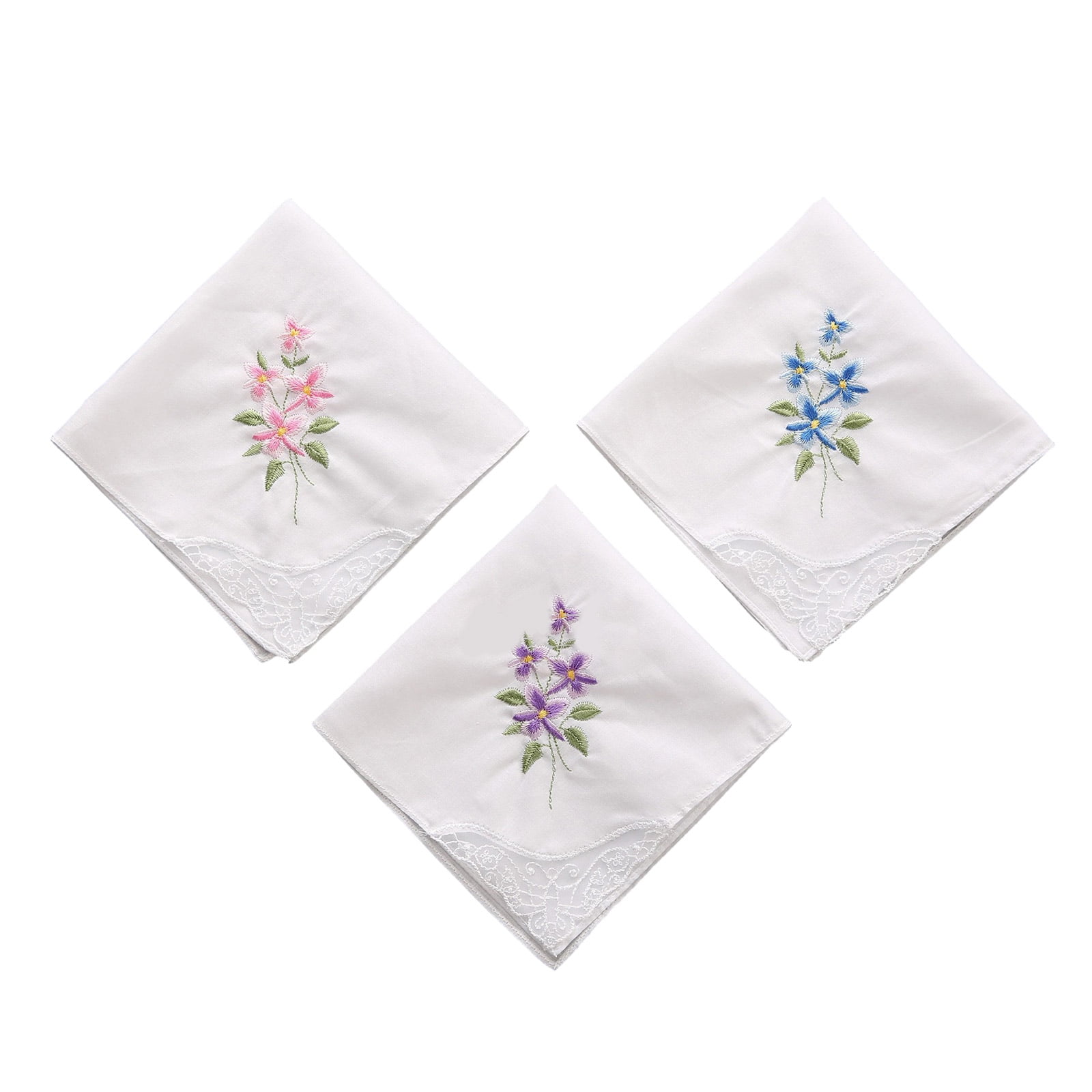 28cm Colorful White Lace Embroidered Handkerchief Square Towel Cotton ...