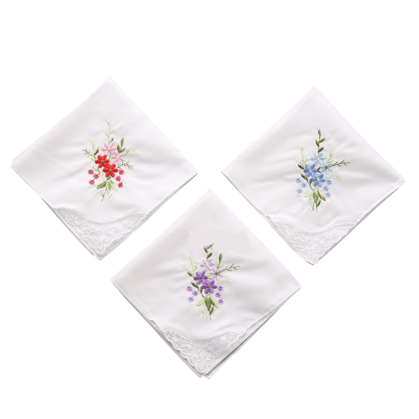 28cm Cotton Soft Embroidered Square Towel Vintage Floral Lace Edging ...