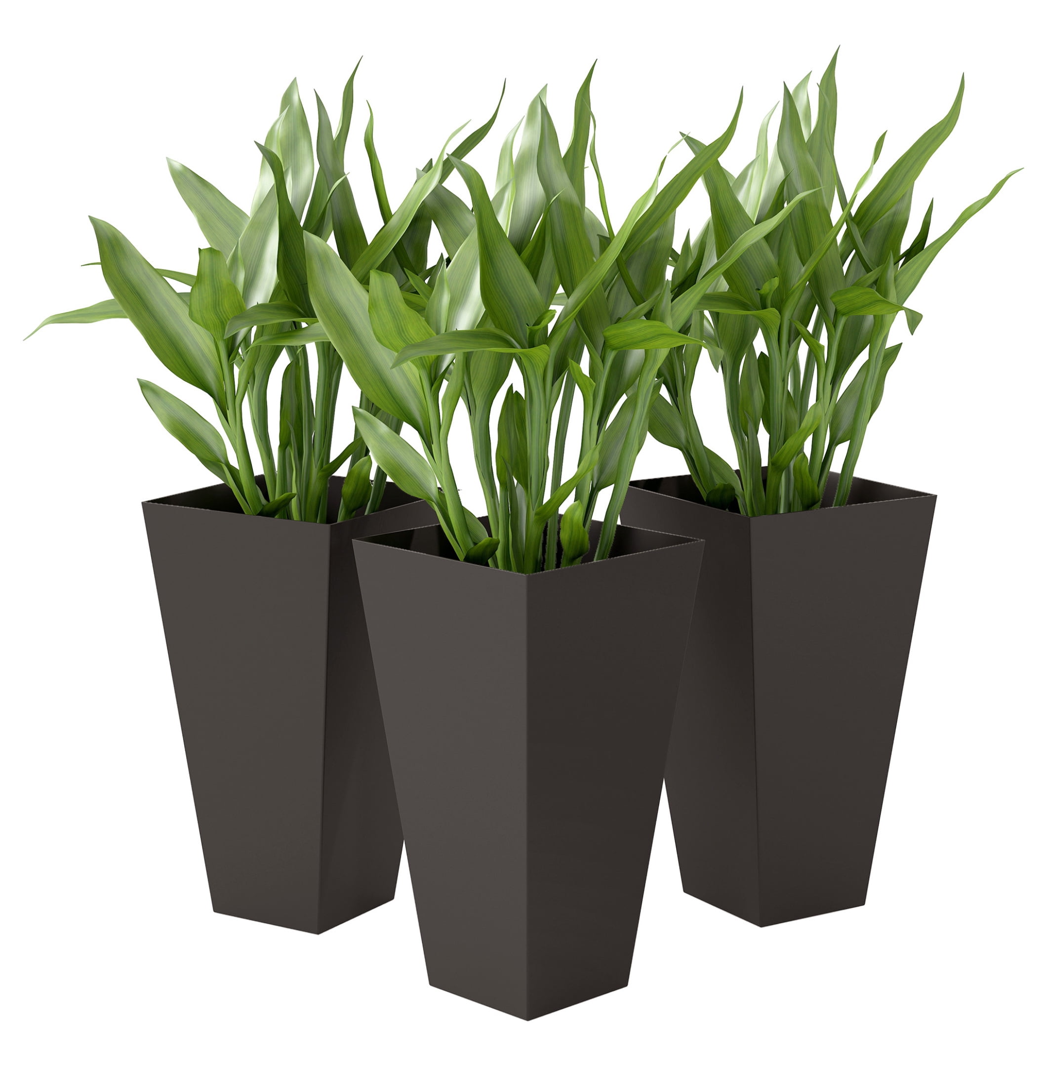 28ft Tall Plastic Planters - Set of 3, Square Flower Pots - Outdoor ...
