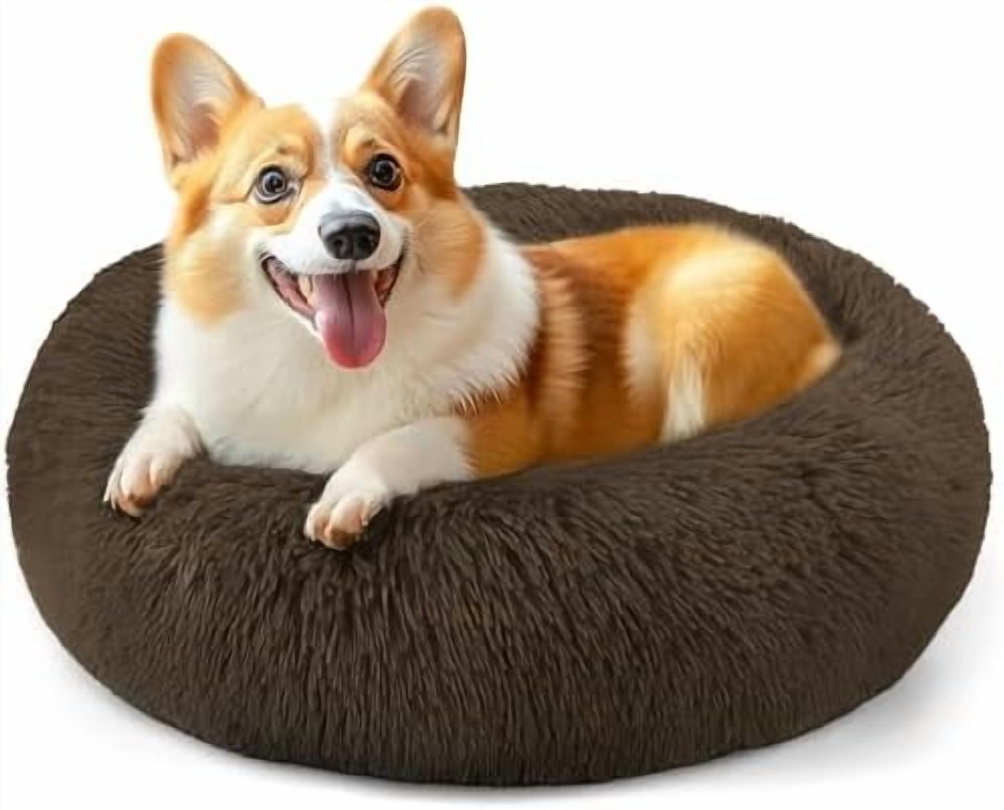 28in Large Dog Bed, Medium Size Dog and Cats, Calming Donut Bed for ...