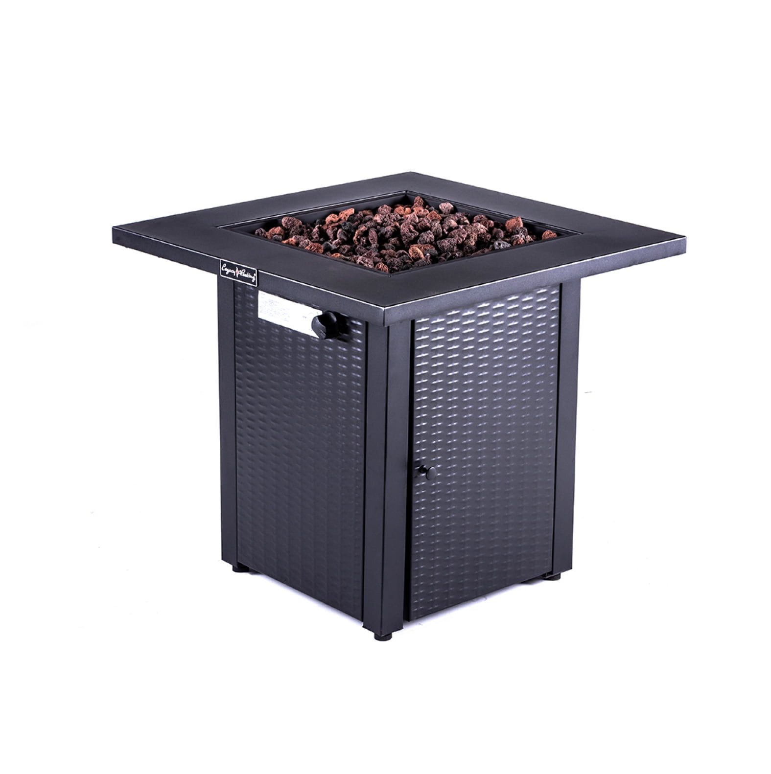 28in Square Propane Fire Pit Table Wicker-Look 50,000BTU Gas Fire Pit ...