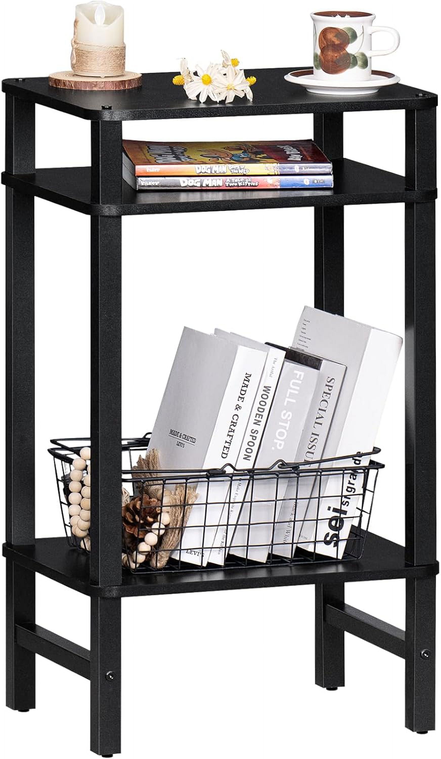 28in Tall Side Table 3 Tier Small end Tables for Small Spaces, Narrow ...