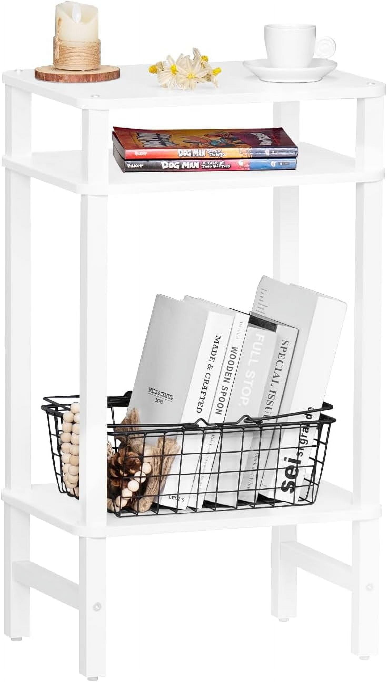 28in Tall Side Table 3 Tier Small end Tables for Small Spaces, Narrow ...