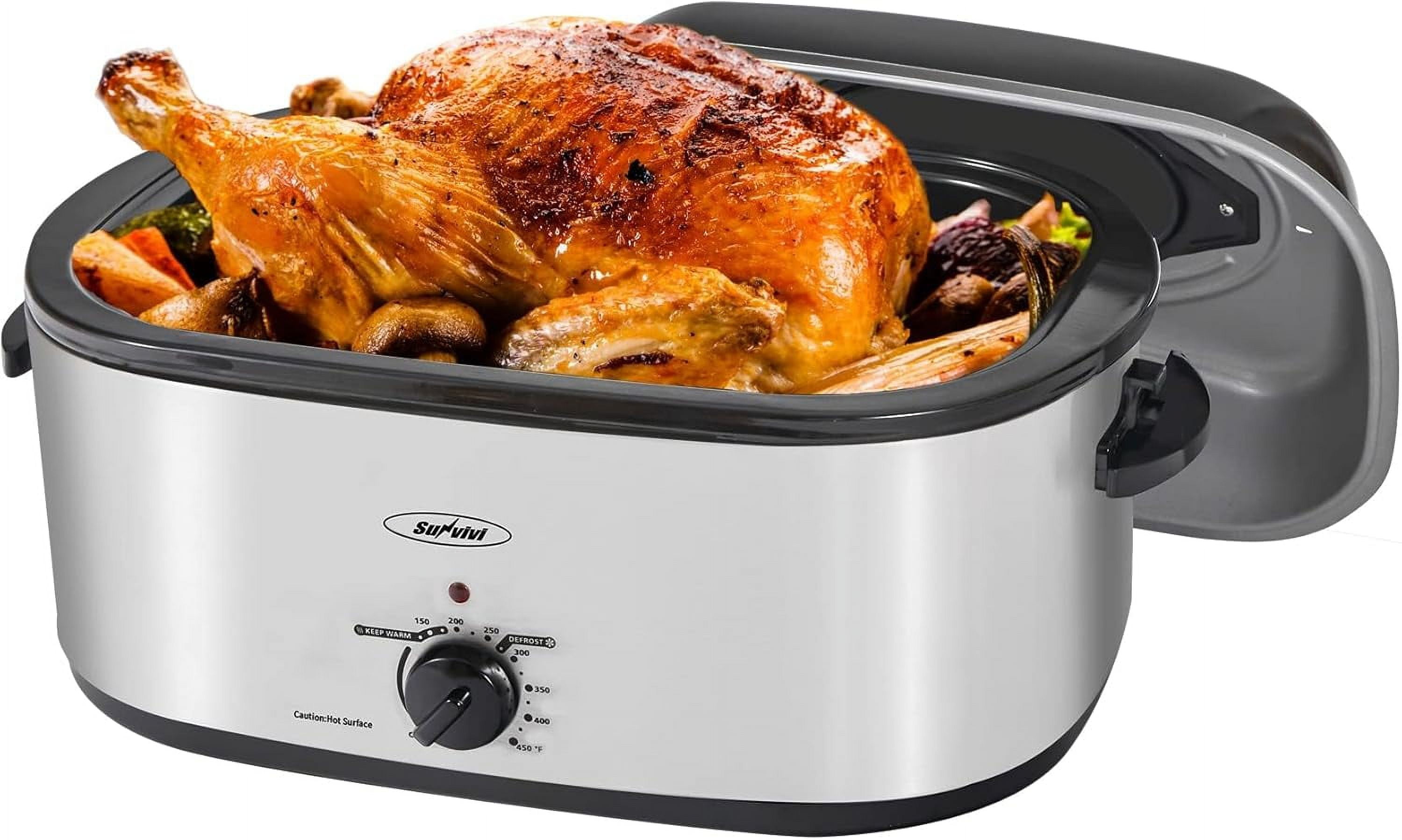 28lb 24-Quart Roaster Oven, Electric Roaster with Viewing Lid, Turkey ...