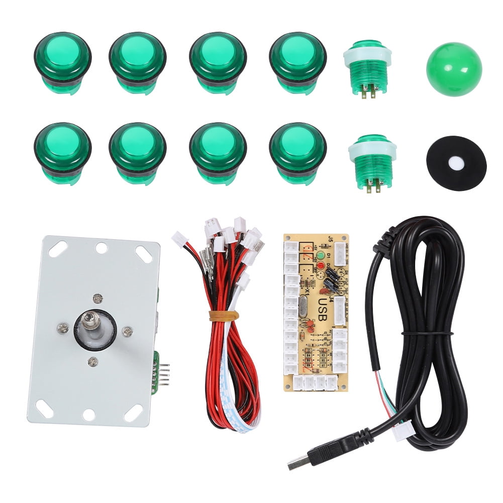 28mm/24mm Button and 5P Rocker Yellow USB Chip Kit for DIY Arcade Game ...