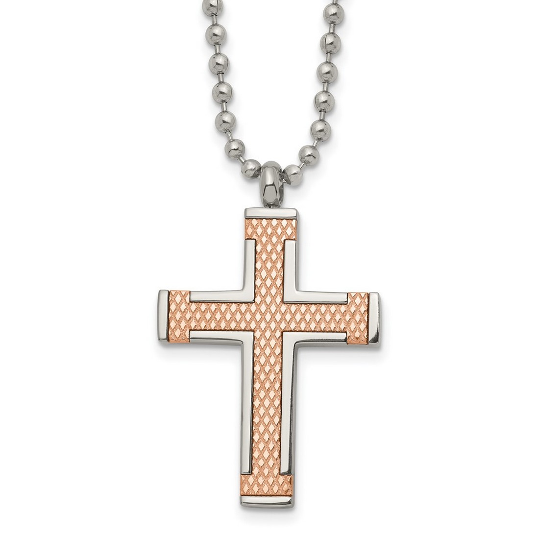 28mm Titanium Polished Rose Ip Plated Laser Cut Religious Faith Cross ...