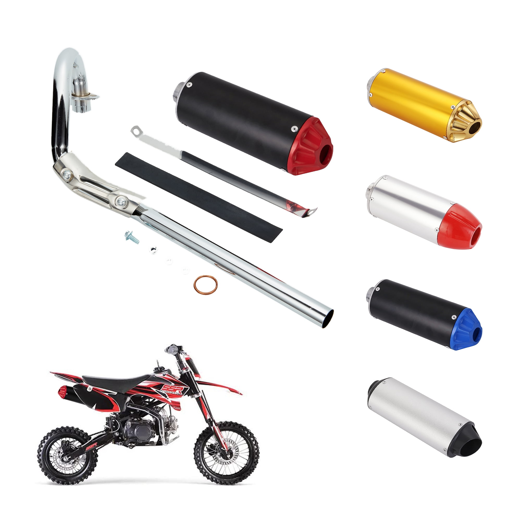 28mm Universal Motorcycle Pit Dirt Bike Scooter ATV Steel Exhaust Slip ...
