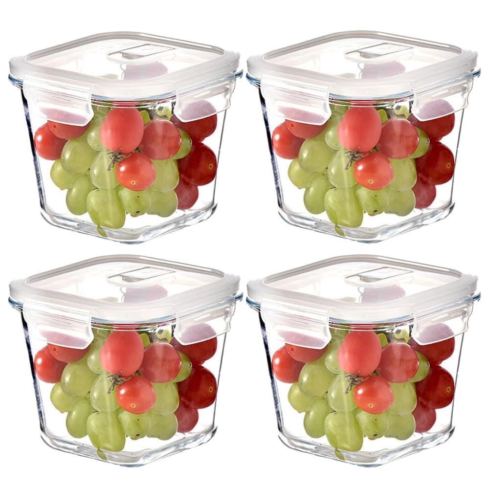 28oz Glass Food Storage Containers Set, Square Glass Soup Containers ...