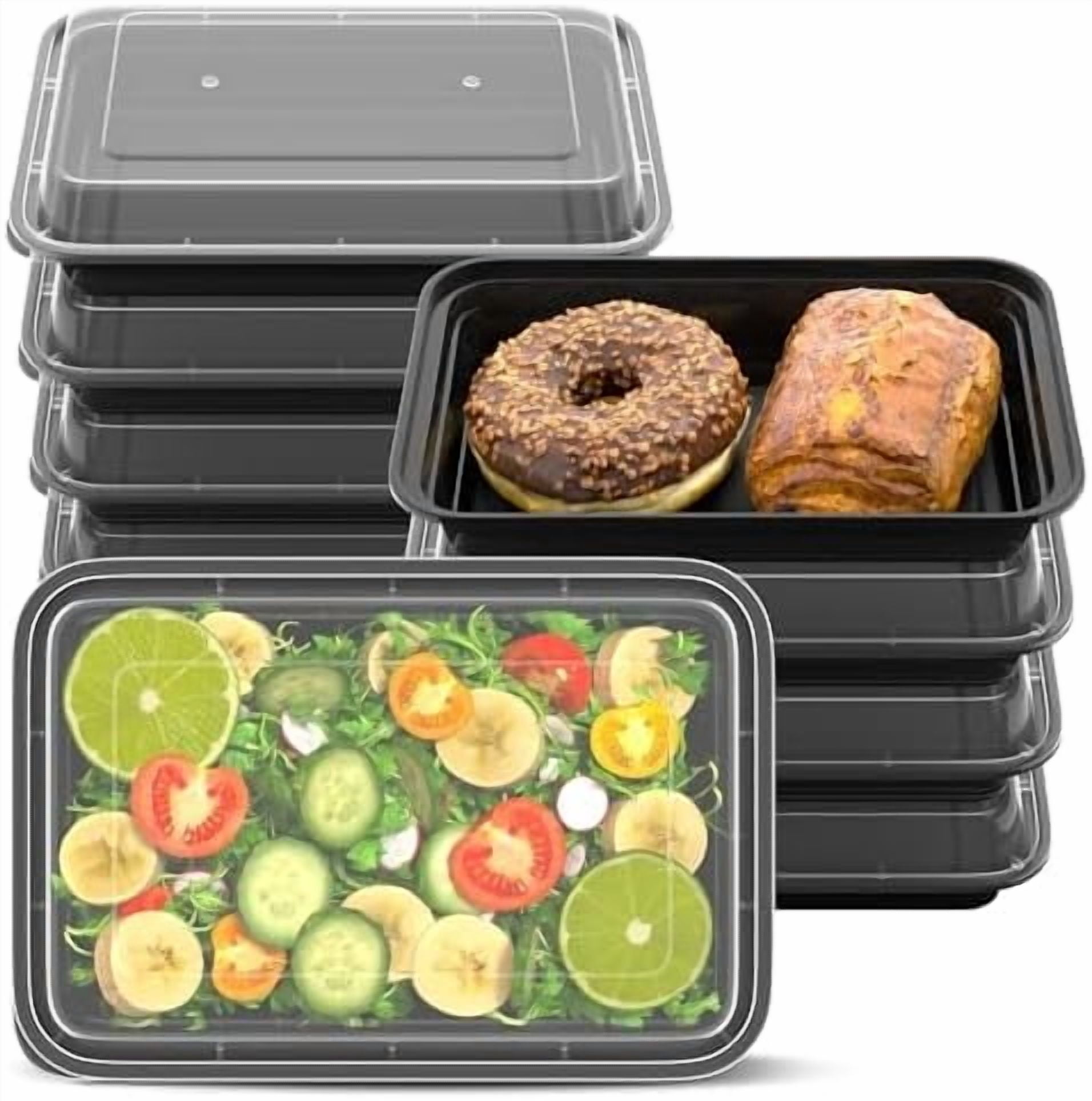 28oz Meal Prep Containers [50-Pack], Reusable Bento Box with Easy-Snap ...